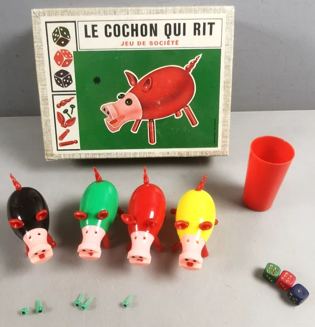 JEU DE SOCIETE ancien LE COCHON QUI RIT 3 Des 4 Cochons Board Game ...