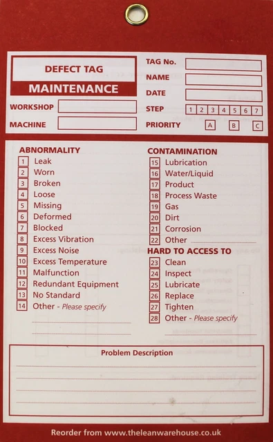 MAINTENANCE AUTONOME TPM - étiquette de défaut de maintenance - rouge EUR 28,96 - PicClick FR