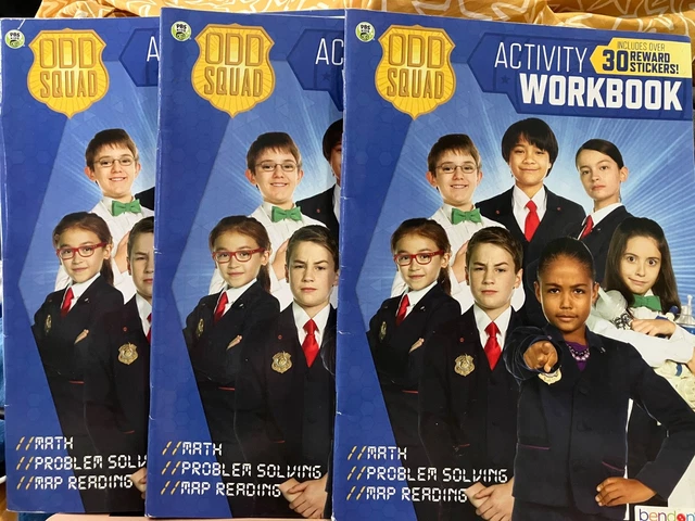 3 PBS KIDS Odd Squad Workbooks + 30 Stickers Simple Math Problem ...