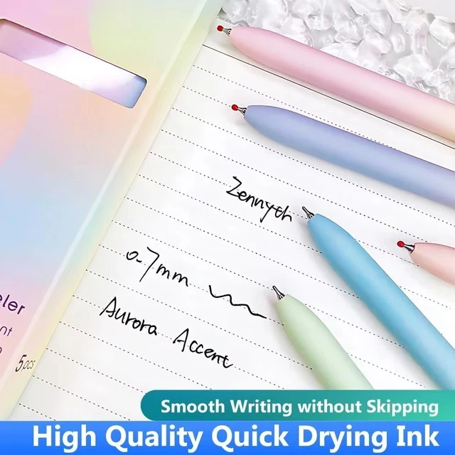 5/6PCS PUSH-TYPE SIGNATURE Pens Aurora Gradient Color Black Pen Gel Ink ...