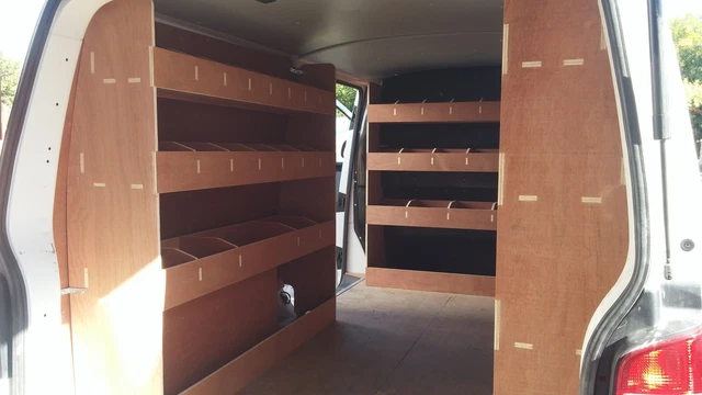 VW TRANSPORTER T5 LWB COMPLETE Van Racking Plywood Shelving Storage ...