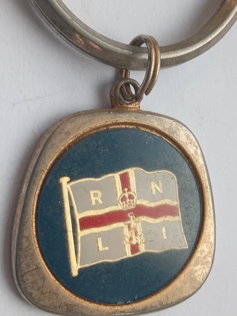 VINTAGE KEYRING Metal Vehicle Transport Sea Boat RNLI England Flag ...