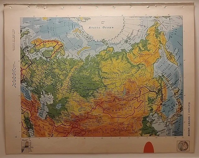 VINTAGE SOVIET UNION Atlas Map from a 1967 Mid-Century Modern World ...