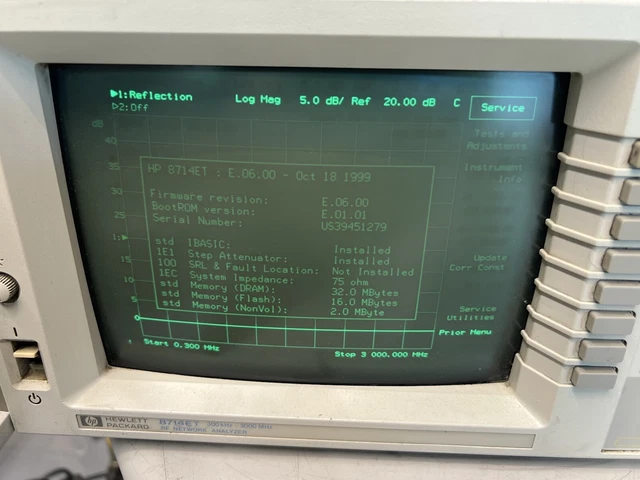 HP 8714ET 300KHZ-3GHZ RF Vector Network Analyzer W/ STD IBASIC, 1E1 ...