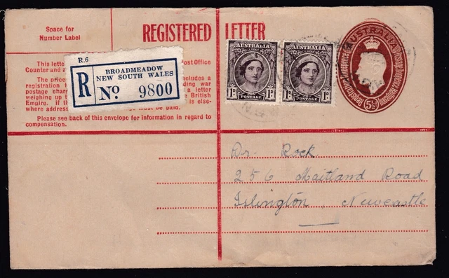 1942 REGISTERED LETTER 5 1/2d PRE-DECIMAL STAMP EMBOSSED COVER #V12.10 ...