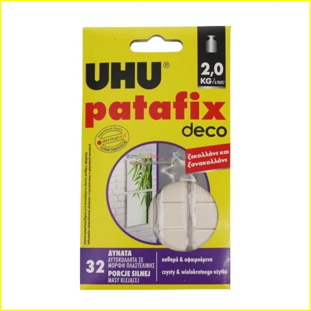UHU PATAFIX DÉCO Colle Patins Fort Blanc Réutilisable Amovible - 1 X De ...