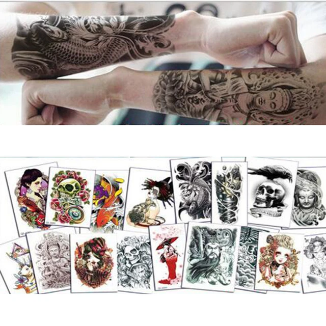 WATERPROOF TEMPORARY TATTOO Sticker Full Arm Leg Large Body Art Cool ...
