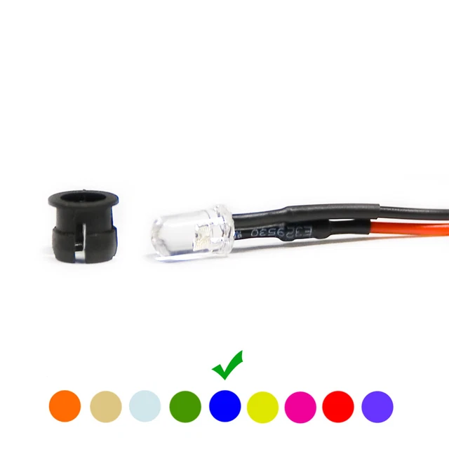 10 X VERKABELTE Diodes LED + Plastique Support Filaire Bleu Clair ...