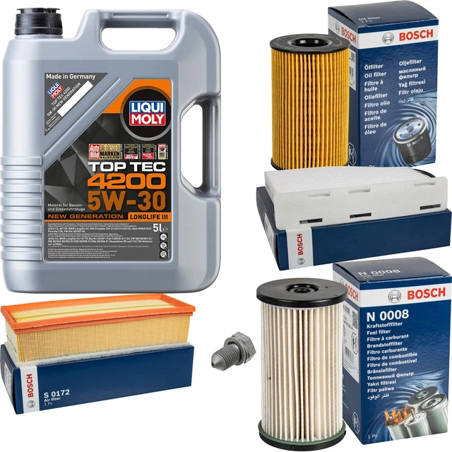 BOSCH INSPECTION SET 5 LIQUI MOLY Top Tec 4200 5W-30 pour VW Tiguan 2.0 EUR 145,54 - PicClick FR
