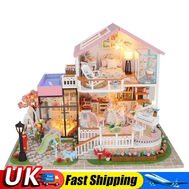 DIY SWEET WOODEN Miniature Dollhouse Handmade Assembly Model House Toy ...