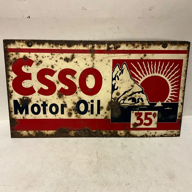 VINTAGE 1938 Esso Motor Oil Porcelain Sign $245.50 - PicClick