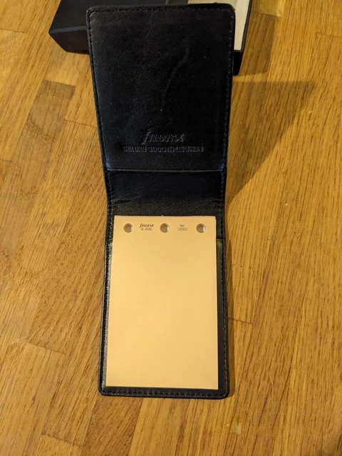 FILOFAX JOTTER NOTEPAD holder, Black smooth leather, in box $15.00 ...