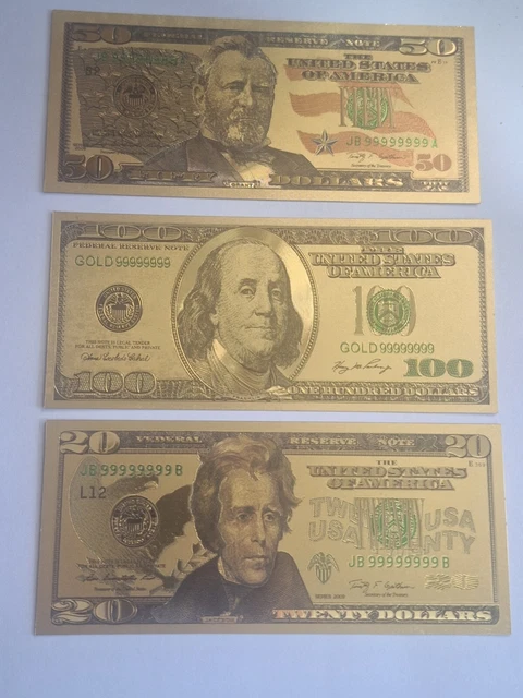 UNITED STATES OF america gold banknotes x 3 £6.50 - PicClick UK