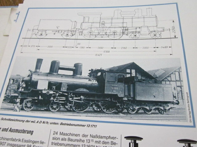 DAMPFLOK RISSZEICHNUNG S 20 wü AD N/h württembergische Staatsbahn 1899 DRG13.16 EUR 4,54 ...