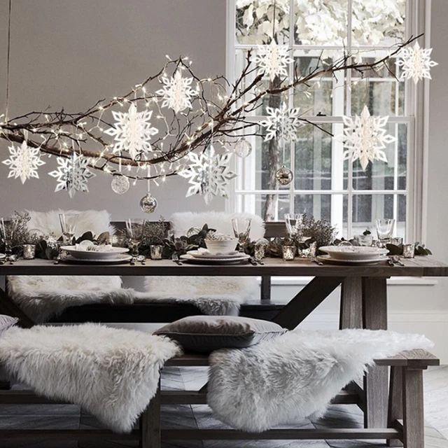 SUPERBE LOT DE 6 flocons de neige id??al pour la d??coration d'arbre de No?l EUR 11,74 - PicClick FR