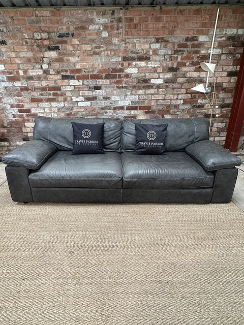 SOFOLOGY LINARA Sofa, 3 Seater, Leather, Charcoal (RRP £1949) £495.00 ...
