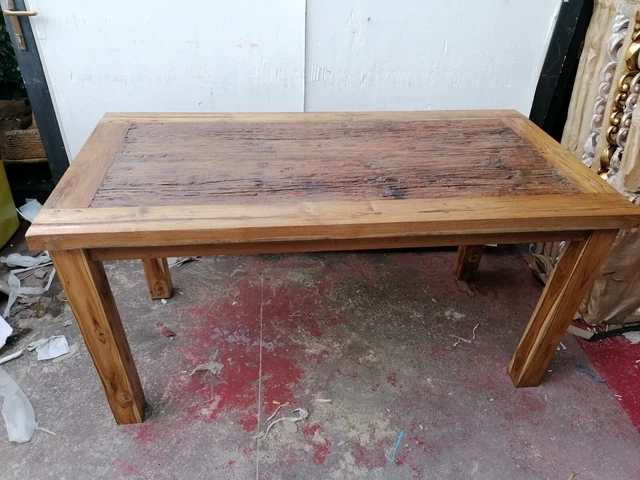 TAVOLO DA PRANZO stile industrial in legno teak riciclato dalle barche ... TAVOLO DA PRANZO stile industrial in legno teak riciclato dalle barche ...