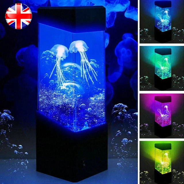 LED JELLYFISH AQUARIUM Fish Tank Lamp Color Changing Bedside Mood Night ...
