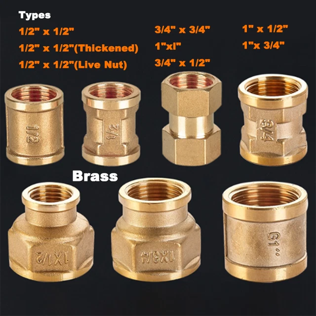 BRASS FEMALE THREAD Coupler Joiner 1/2" 3/4" 1" Connector Fitting Pipes ...