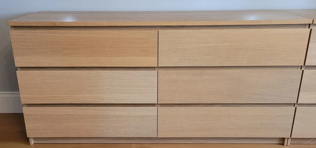 IKEA MALM (LIGHT oak) wide chest of 6 drawers £50.00 - PicClick UK
