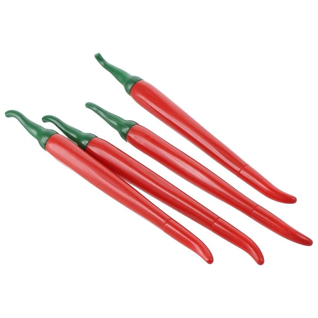 PLASTIC RED CHILLI Vegetable Pens Red Red Pepper Pens Writing Black Ink ...