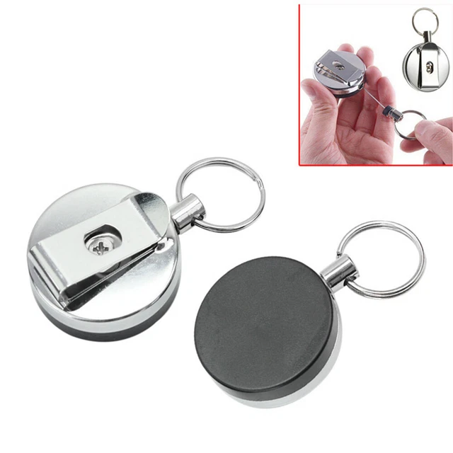 L# WIRE ROPE Pull Key Ring Card Badge Holder Retractable Reels Recoil ...