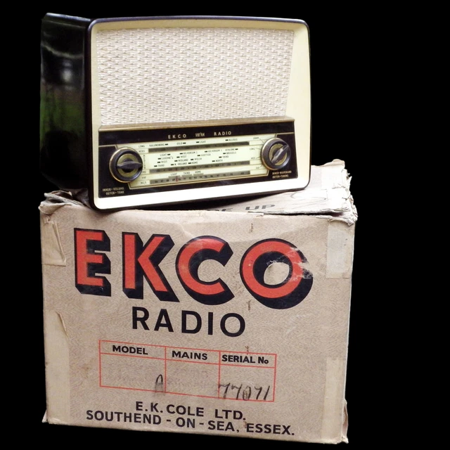 EKCO MODEL U319A Vintage 1950s Bakelite Radio ORIGINAL ADVERTISING BOX ...