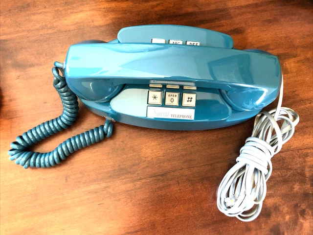 VINTAGE 1981 PRINCESS Western Electric Azure Blue Push Button Telephone ...