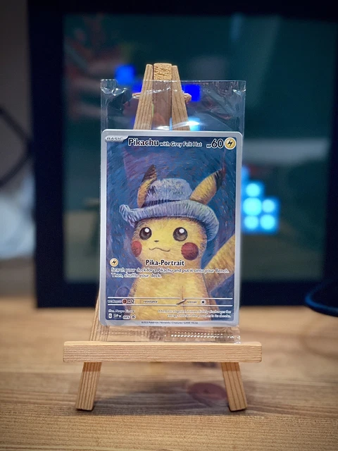 POKÉMON PIKACHU VAN Gogh Museum Pikachu with Grey Felt Hat Promo Card ...