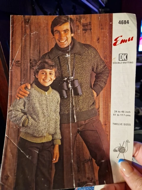 EMU KNITTING PATTERN 4684 Family DK Windcheaters Zipped Sweaters 24-46 ...