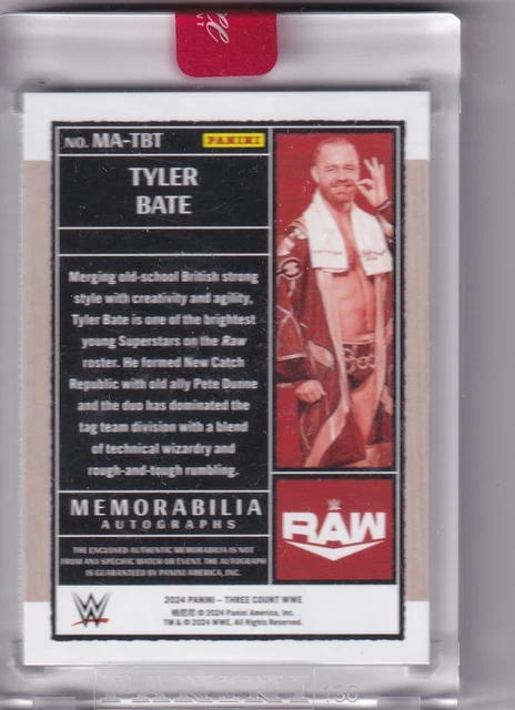 PANINI WWE THREE Count WWE 2024 No. MA-TBT Tyler Bate Parche Auto 88/99 ...