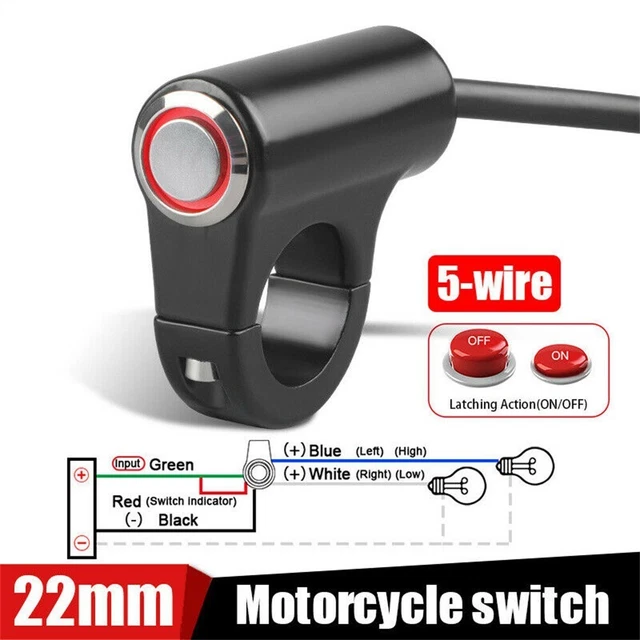 INTERRUPTEUR MARCHE/ARRÊT FIABLE pour guidon moto 7/8 22 mm de diamètre ...