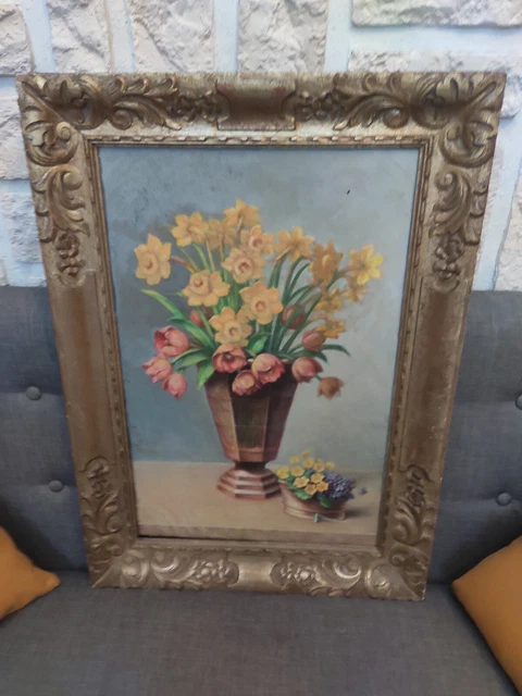 TABLEAU ANCIEN HUILE sur toile nature morte encadrement d origine EUR 39,00 - PicClick FR