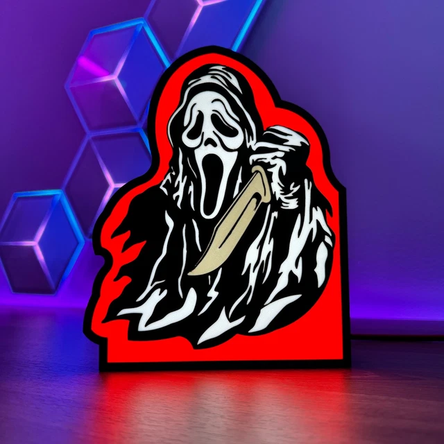 GHOSTFACE LOGO LED Lightbox | Mains Powered | 3D Printed PLA | Horror ...