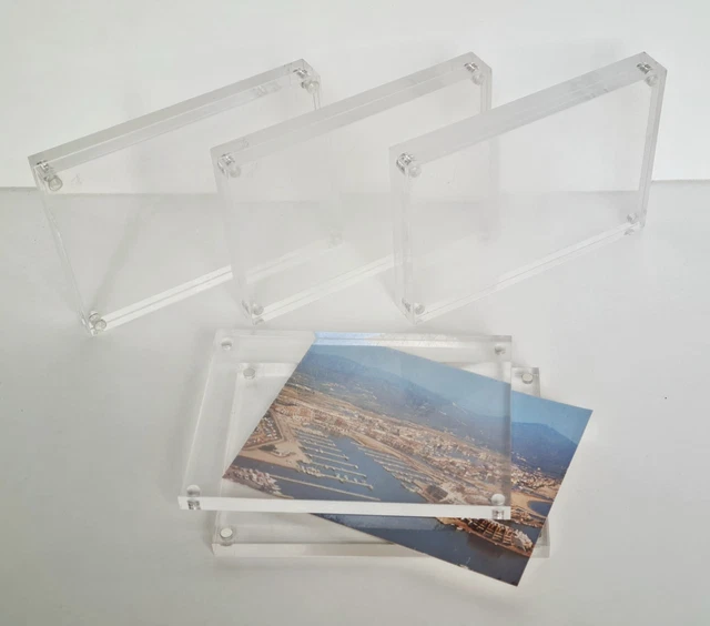 4 CADRES PLAQUES en plexiglas protection billets cartes postales ...