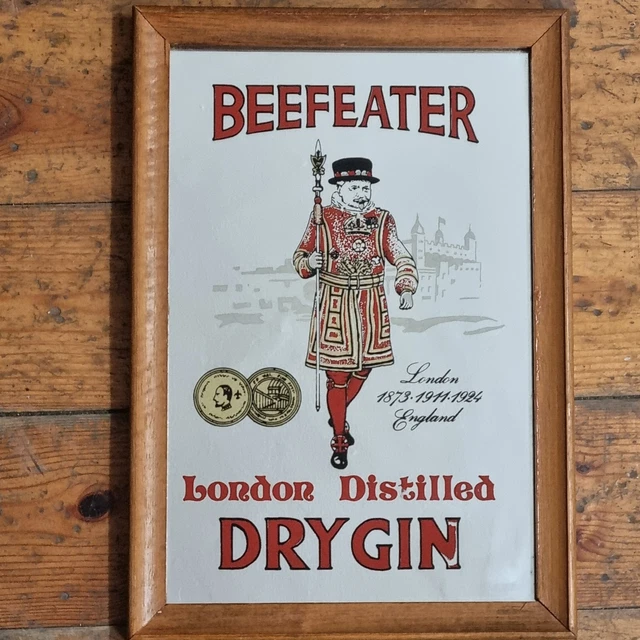 VINTAGE BEEFEATER LONDON Distilled Dry Gin Mirror Sign £25.00 - PicClick UK