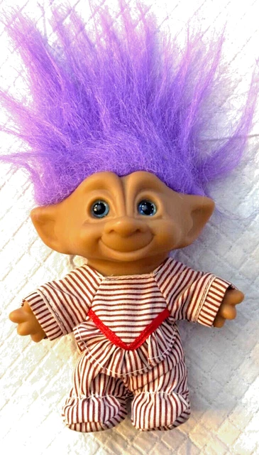VINTAGE ACE TROLL Doll, Gemstone Belly Lucky Treasure, Purple Hair ...