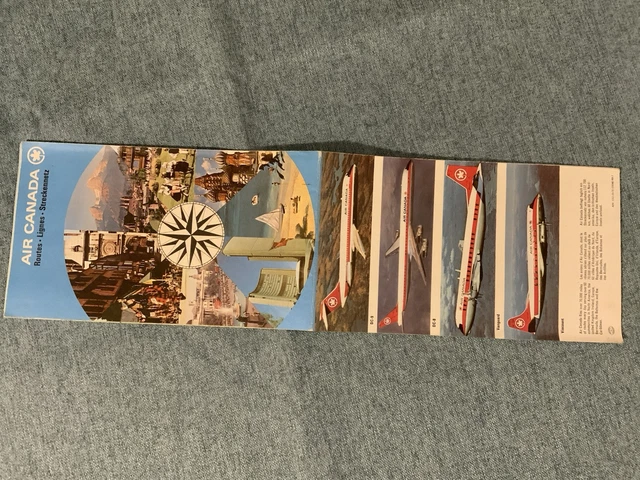 AVIATION AIR CANADA Route Map 10 1970, Viscount Vanguard DC8 DC9, World ...
