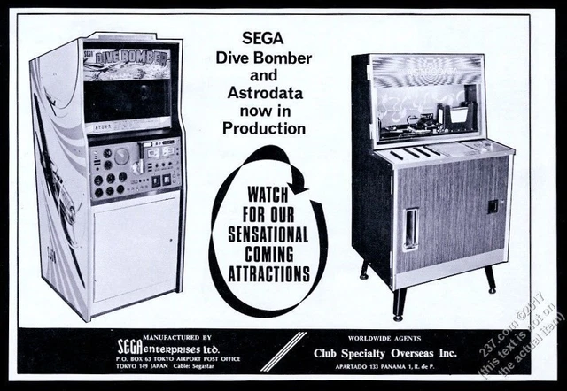 1971 SEGA DIVE Bomber and Astrodata coin-op arcade game machine photo ...