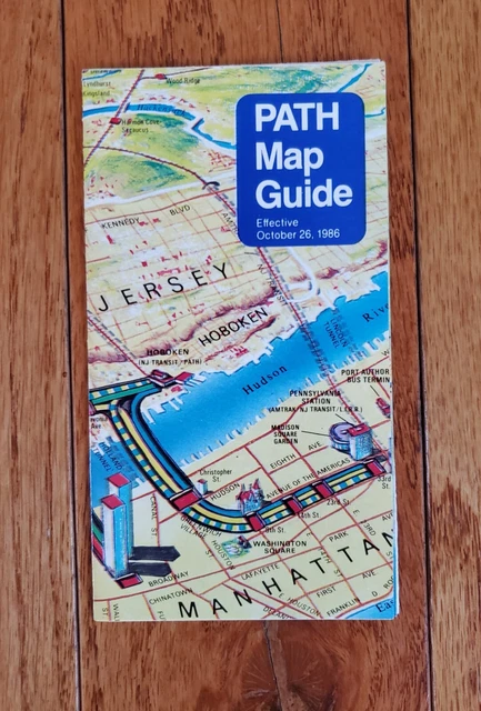 1986 PATH MAP Guide Port Authority Trans Hudson Ny Nj World Trade ...
