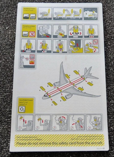 QATAR AIRWAYS AIRBUS A350 1000 Airline Safety Card Version 01 EUR 3,55 ...