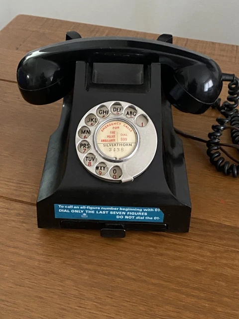 VINTAGE BLACK BAKELITE GPO 332L Type Rotary Telephone Heavy Untested as ... VINTAGE BLACK BAKELITE GPO 332L Type Rotary Telephone Heavy Untested as ...