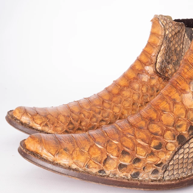 AMY MEN'S CROCODILE Snake ALIGATOR x PITON Chelsea Boots US 9 UK 8 EU ...