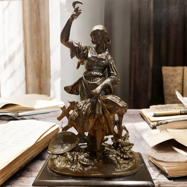 BRONZE ZAMAK SCULPTURE "La Pêcheuse de Moules" (The Mussel Fisherwoman ...