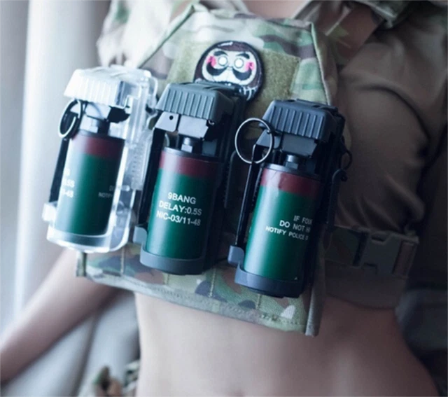 TMC DUMMY MK13 Flashbang Green Pouch Quick Release Holder Set for Molle ...