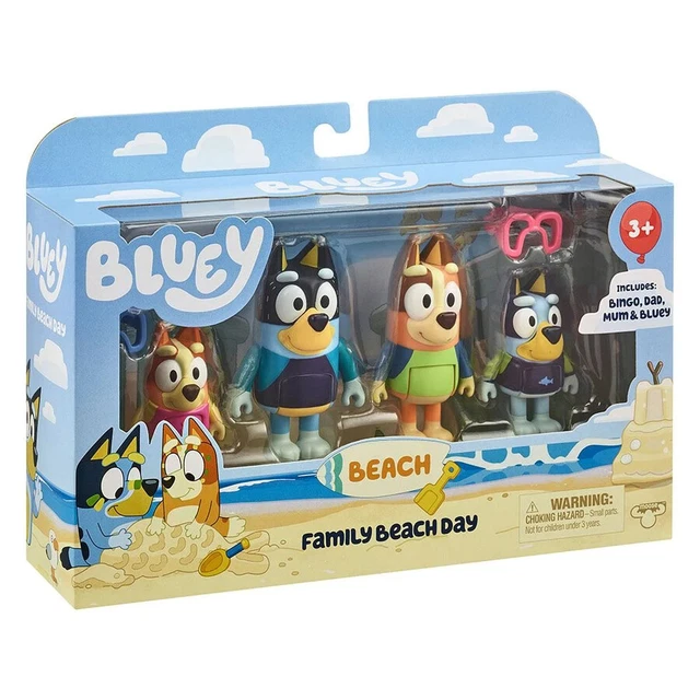 BLUEY FAMILY BEACH Day Figurines 4 Pack From Moose Toys $29.00 ...