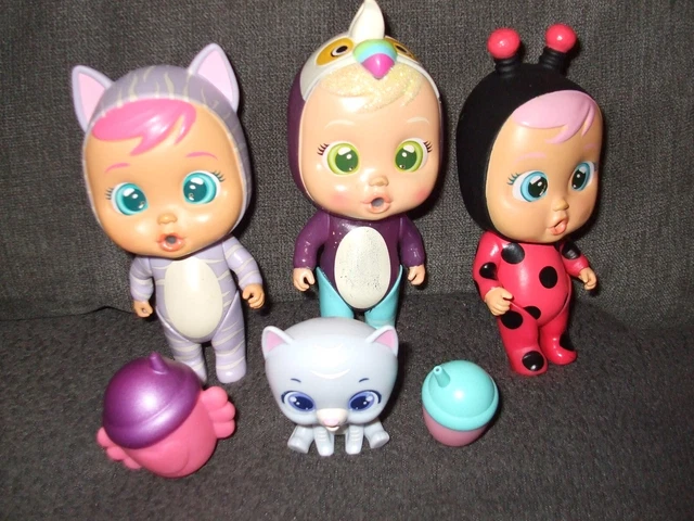 CRY BABIES MAGIC Tears Bundle 3 dolls, 2 bottles, 1 cat by IMC. toys £8 ...