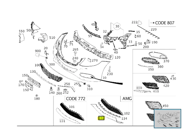 NEW MERCEDES S CLASS W222 AMG Bumper Trim Strip Lower Matte A2228852521 ...