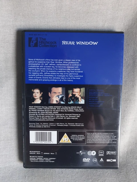 REAR WINDOW DVD (1954) James Stewart Grace Kelly - Alfred Hitchcock ...