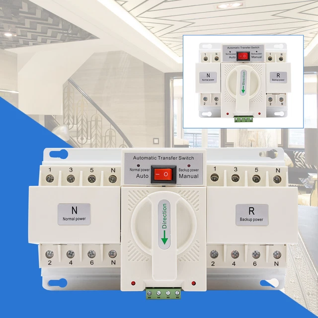 2P/63A ATS DUAL Power Automatic Transfer Switch ATS Switch CB Class Home White EUR 20,43 ...